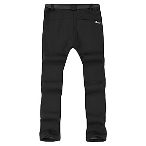 TBMPOY Men's Snow Ski Hiking Pants Waterproof Winter Fleece Lined Pants Camping Skiing Ice Fishing Pants with Belt 01 Thick Black M