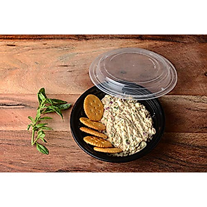 24oz - 25 Count - Round Microwavable Plastic Meal Prep Containers with Lids - Food Storage Container - Certified BPA-Free, Stackable, Reusable Microwave, Dishwasher, Freezer Safe, Disposable (Black)