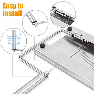 PELONI Cheese-Slicer Cheese-Cutter, Stainless-Steel-Cheese-Slicer with 5 Replacement-Wire Cheese Cutters for Block-Cheese Metal Cheese Slicers Cutting Board with Butter-Spreader Stainless Steel Knife