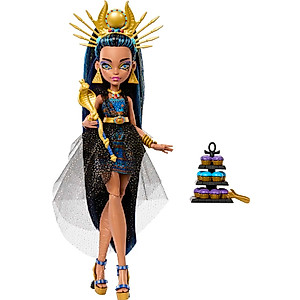 Monster High Monster Ball Doll, Cleo De Nile in Party Dress with Themed Accessories Including Scepter & Cupcakes