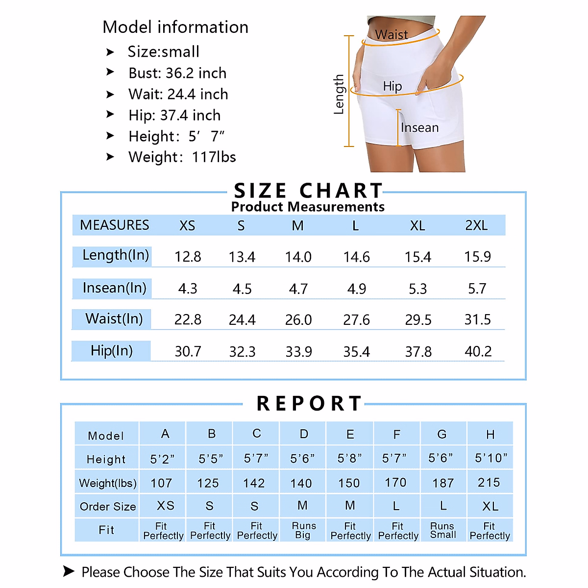 THE GYM PEOPLE High Waist Yoga Shorts for Women's Tummy Control Fitness Athletic Workout Running Shorts with Deep Pockets (Small, Blue)