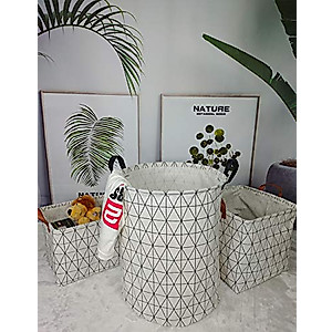 ASKETAM Fabric Laundry Basket Canvas Laundry Hamper for Dirty Clothes Toy Organizer Kid Nursery Room Decor Basket (Geometric rhombus)