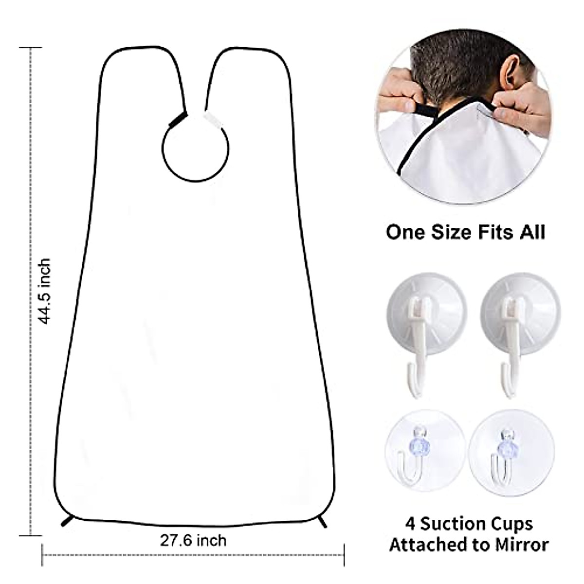 Beard Apron, Beard Bib Beard Trimming Catcher Bib Beard Hair Catcher for Men Shaving Beard Bib Hair Catcher Beard Hair Catcher for Sink Non-Stick Beard Cape,Grooming Gifts for Men-White