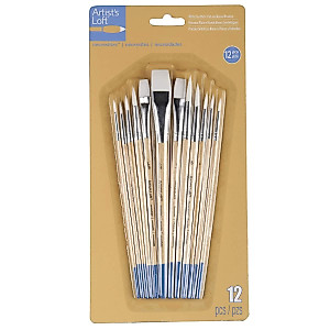 White Synthetic Flat & Round Brushes by Artist's Loft® Necessities™