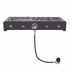 Onlyfire 28'' Tabletop Fire Pit Table, Propane Fire Pit with Bottom Air Intake, Glass Wind Guard and Fire Glass, Outdoor Rectangular Smokeless Fire Table