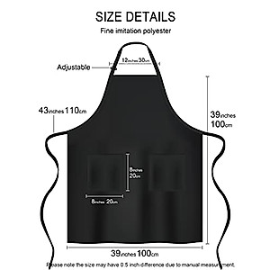 APRONNER Plus Size Aprons for Women with Pockets Durable Long Adjustable Bib Kitchen Cooking Black