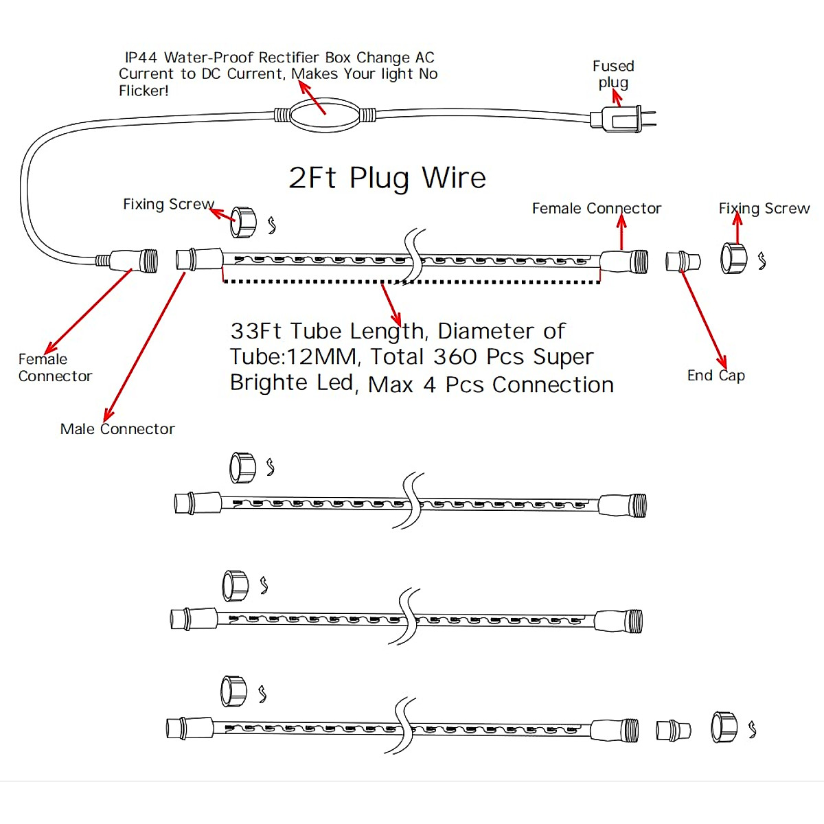 Deco String LED Rope Lights, 10M 33ft, Retro Warm White 2700K, Indoor or Outdoor, 33ft, Linkable, Perfect for Deck, Garden, Patio, Landscape Lighting, Camping, Party, Bedroom Décor, Waterproof