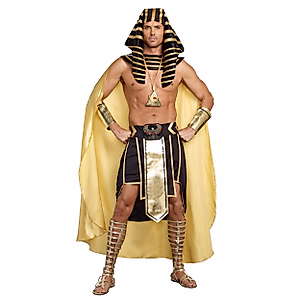 Dreamgirl Adult King Tut Costume, Mens Ancient Egyptian Pharaoh, Fashion King of Egypt Halloween Costume Medium