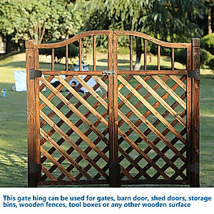 Heavy Duty Gate Hinges for Wooden Fences, 6 Pcs Fence Hinges, Black Shed Hinges, Iron Metal Barn Door Gates Hinges for Wood Shed Barn Door Wood Fence Gate Swing Door Hinges, with 54 Screws