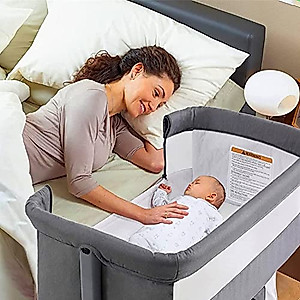 nordmiex Baby Crib,3 in 1 Bassinet for Baby,Bedside Sleeper Bedside Baby bassinets Crib for Newborn,Adjustable Portable Baby Bed for Infant/Baby,Gray