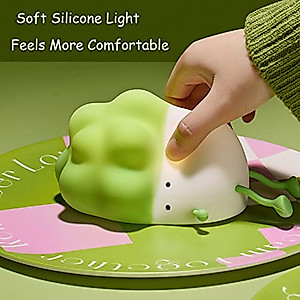 BLYANX Cute Night Light for Kids, Kawaii Kids Night Light Lamp, Rechargeable Silicone Dimmable Baby Night Light, Kawaii Room Decor Cabbage Toddler Night Lights, Portable Light Kids Lamp Gift (Green)