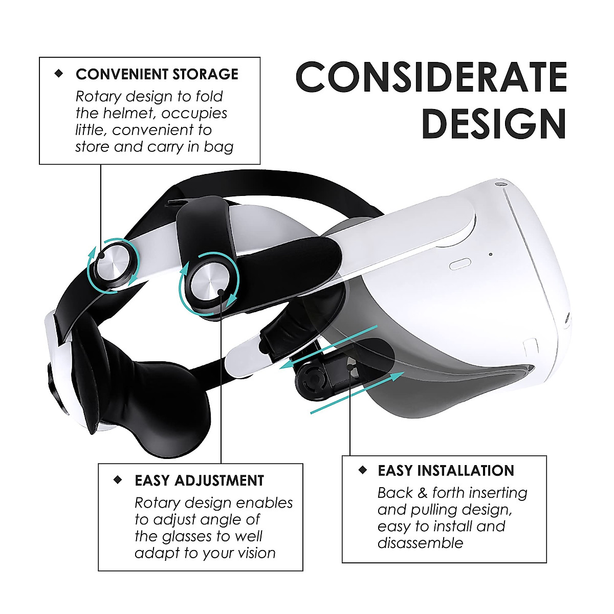 for Oculus Quest 2 Elite Head Strap, VR Game Headstrap, Comfortable Adjustable VR Headset Accessories Head Strap for Replacement