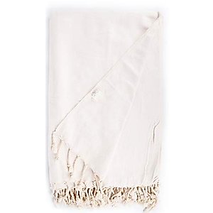 Bersuse 100% Cotton Milas XL Throw Blanket Turkish Towel - 60x90 Inches, White