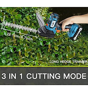 KuAFu 20V Power Tool Combo Kit-Cordless Power Hedge Trimmer and Chain Saw with Security Lock for Wood Cutting Tree Trimming,2.0AH Battery and Charger