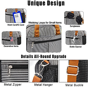 HSHPX Lunch Bag Women Insulated Adult Lunch Box Large Reusable Lunch Tote with Webbing Loop Cute Portable Lunch Cooler with Adjustable Shoulder Strap for Work Office Picnic (Stripe)