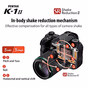 PENTAX K-1 Mark II Digital SLR Camera Body: 36.4MP Full Frame High Resolution Digital Camera 5 axis, 5 steps Shake Reduction II Weather-resistant construction Dustproof Flexible Tilt-Type LCD monitor