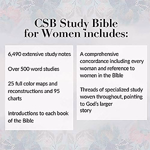 CSB Study Bible For Women, Teal Flowers LeatherTouch, Indexed, Black Letter, Study Notes and Commentary, Articles, Profiles, Word Studies, Charts, Full-Color Maps, Easy-to-Read Bible Serif Type