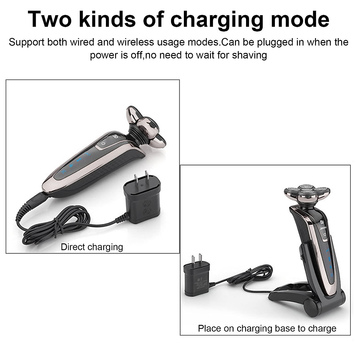 LinMei Electric Shaver 5D Rotary Razor with Pop-up Trimmer LED Display Mens Bald Head Shavers Electric Cordless Rechargeable Mens Shavers Electric Wet and Dry IPX7 Waterproof (Silver)