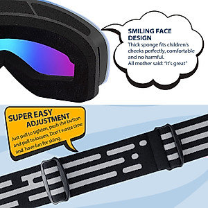 LOEO Kids Ski Goggle, Frameless Snow Ski Goggles for Kids Youth Teens Boys and Girls, Helmet Compatible