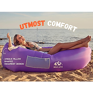 WEKAPO Inflatable Couch Air Lounger Chair - Camping & Beach Accessories, Portable Blow up Sofa for Hiking, Lawn, Indoor/Outdoor Movies & Music Festivals. Lightweight and Easy to Set Up Air Hammock