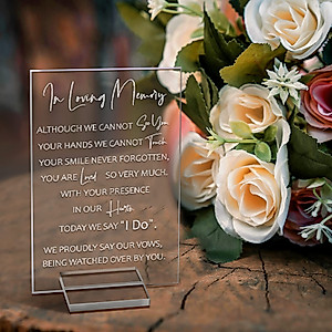 Chunful Memorial Table Sign for Wedding, Acrylic Wooden Wedding Reception Signs, Sympathy Gift in Loving Memory Sign, Memorial Signs Gift Anniversaries Reunions(Bright)
