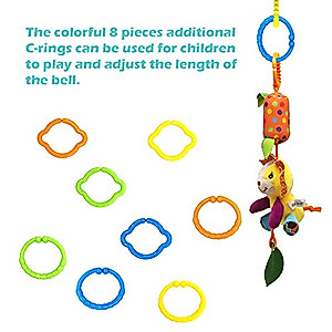 Bloobloomax Baby Soft Hanging Rattle, Car Seat Stroller Toys with Plush Animal C-Clip Ring for Infant Babies Boys and Girls 3 6 9 to 12 Months (12PCS-A)