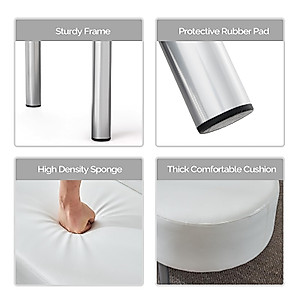 LEADZM Waiting Room Bench Seating, Salon Reception Chairs Leather Upholstered Settee with Backrest, Heavy Duty Guest Lobby Chair, Office Beauty Barbershop Furniture, White