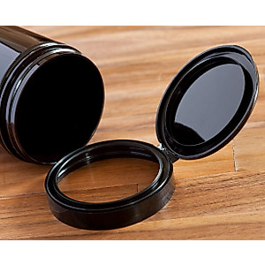 JUVITUS Amber Large 32 oz PET Plastic (BPA Free) Refillable Jar with Black Flip Top Cap - (3 pack)