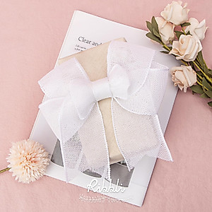 Ribbli White Burlap Wired Ribbon,2-1/2 Inch x 10 Yard, Wired Edge Ribbon for Big Bow,Wreath,Tree Decoration,Outdoor Decoration