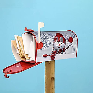 Duduho Winter Snowman Mailbox Cover Magnetic Winter Mailbox Wraps Post Box Cover Décor 21x18 in