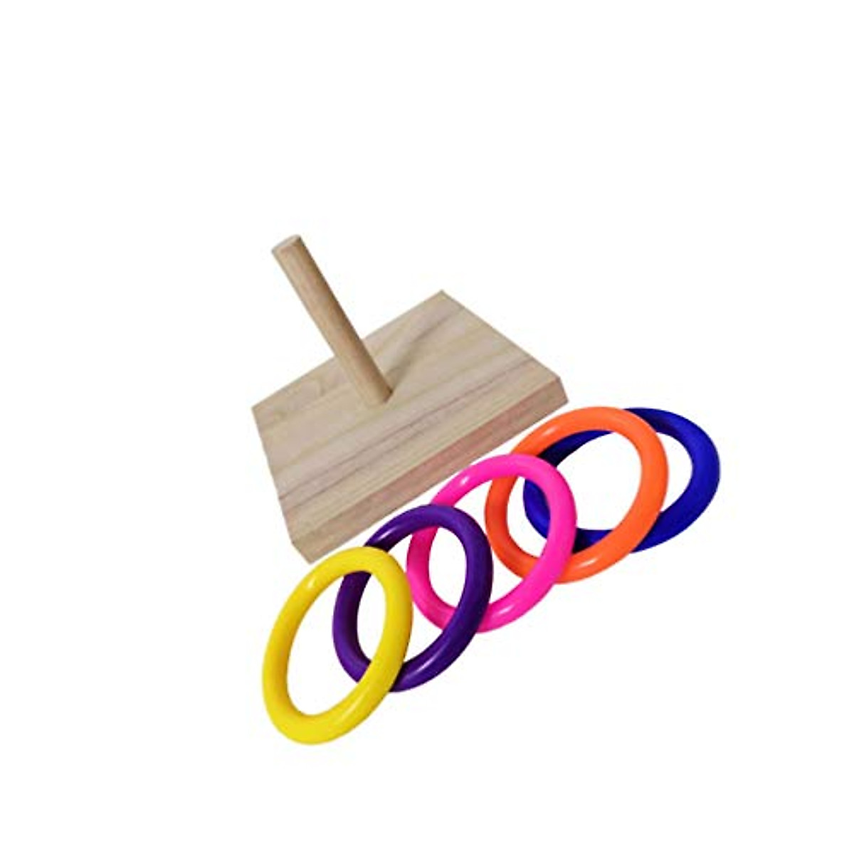 Balacoo Bird Ring Toy Interactive Wood Board Ring Toss Game Puzzle Toy Bird Educational Toy Parrot Chew Bite Playing for Parrot Pet (Random Color)