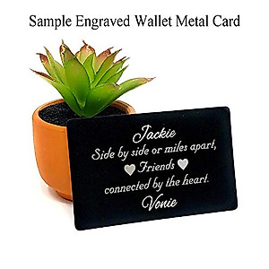 Personalized Message Engraved on Both Sides Metal Wallet Card - Anniversary for Men and Woman, Engraved Wallet Inserts, Love Note, Deployment, Boyfriend, Husband Wife (Black)
