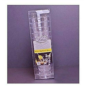 Kingzak Clear Plastic Highball Glasses - 10oz | 10 Disposable Wine Glasses & Cocktail Glasses, Great to use as Tossware Wine Glasses, Disposable Cups, Party & Kitchen Essentials