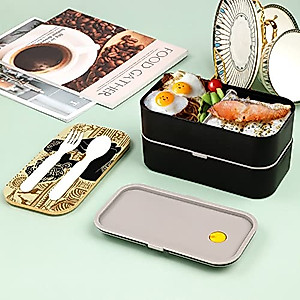 African Black Woman Bento Lunch Box Leak-Proof Bento Box Food Containers with 2 Compartments for Offce Work Picnic Black-Style
