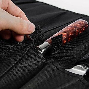 Knife Roll, Chef's Knife Roll Bag, Portable Travel Knife Case for 5 Knives, Kitchen Knife Holder Carrier, Heavy Duty Oxford Knife Organizer Bag(Knives not Included）