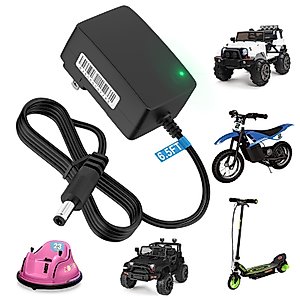 12V Battery Charger for Ride On Car Toys, 12 Volt Kids Universal Charger for Mercedes BMW i8 Electric Toy Car, Jeep, Lamborghini, Best Choice Products, 6.5FT, Indicator Light