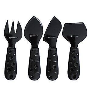 Swissmar Petite Suisse 4 Piece Cheese Knife Set, Black