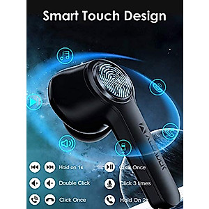 XLEADER Touch Wireless Earbuds, ENC Bluetooth Earphones, SoundAngel Pro Deep Bass up Small Headphones with Microphone and Mini Smart Charging Case USB-C Quick Charge IPX8 Waterproof, for iPhone Work