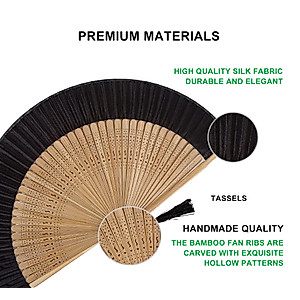 Amajiji 8.27"(21cm) Hand Held Bamboo Silk Folding Fan Hand Fan,Chinese/Japanese Charming Elegant Vintage Retro Style,Women Ladys Girls Best Gifts (Sexy Bamboo)