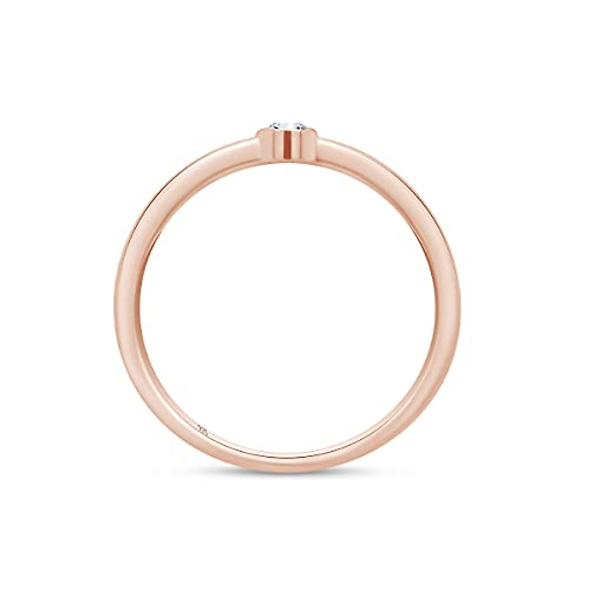SAVEARTH DIAMONDS 2.5MM Round Cut Lab Grown Diamond Bezel Set Solitaire Stackable Engagement Ring In 14k Rose Gold Over Sterling Silver (0.07 Cttw) Ring Size-7.5