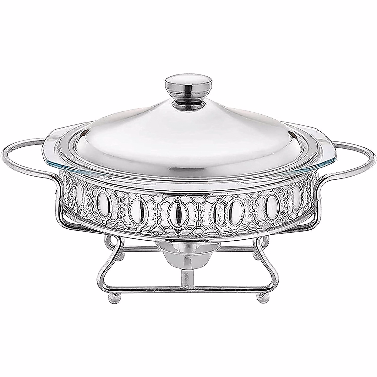 Chef Chafing Dish Buffet Set, Stainless Steel Chafer and Buffet Warmers Sets, Catering Buffet Mini Hot Pot Outdoor Picnic Household (Silver)