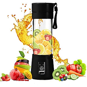 Portable Blender USB Rechargeable - Portable Blender for Shakes & Smoothies - 6 Blades-WENPIC- Fruit & Vegetable Juicer - For Travel Sports Kitchen - Mini Portable Blender (Upgraded Version, Black)