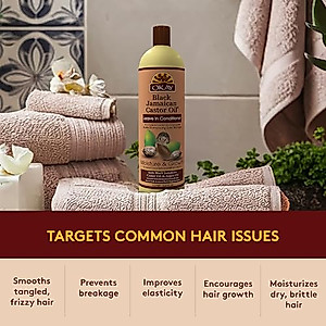 OKAY | Black Jamaican Castor Oil | Leave-In Conditioner for All Hair Types| Repair - Moisturize - Grow Healthy Hair | With Argan Oil & Shea Butter | Free of Parabens, Silicones, Sulfates | 33.8 oz