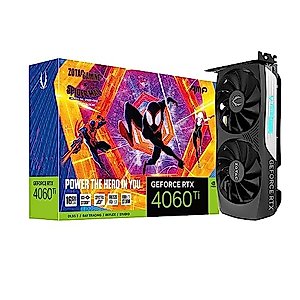 ZOTAC Gaming GeForce RTX 4060 Ti 16GB AMP Spider-Man: Across The Spider-Verse Inspired Graphics Card Bundle, ZT-D40620F-10SMP