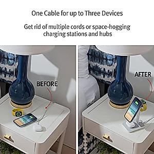 Twelve South HiRise 3 | 3-in-1 Magnetic Charging Station for iPhone, AirPods and Apple Watch + 5 ft USB-C Cable (Black)