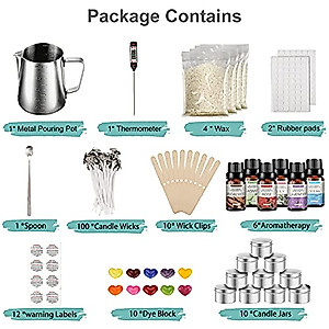 Haccah Complete Candle Making Kit,Candle Making Supplies,DIY Arts and Crafts Kits for Adults,Beginners,Kids Including Wax, Wicks, 6 Kinds of Scents,Dyes,Melting Pot,Candle tins