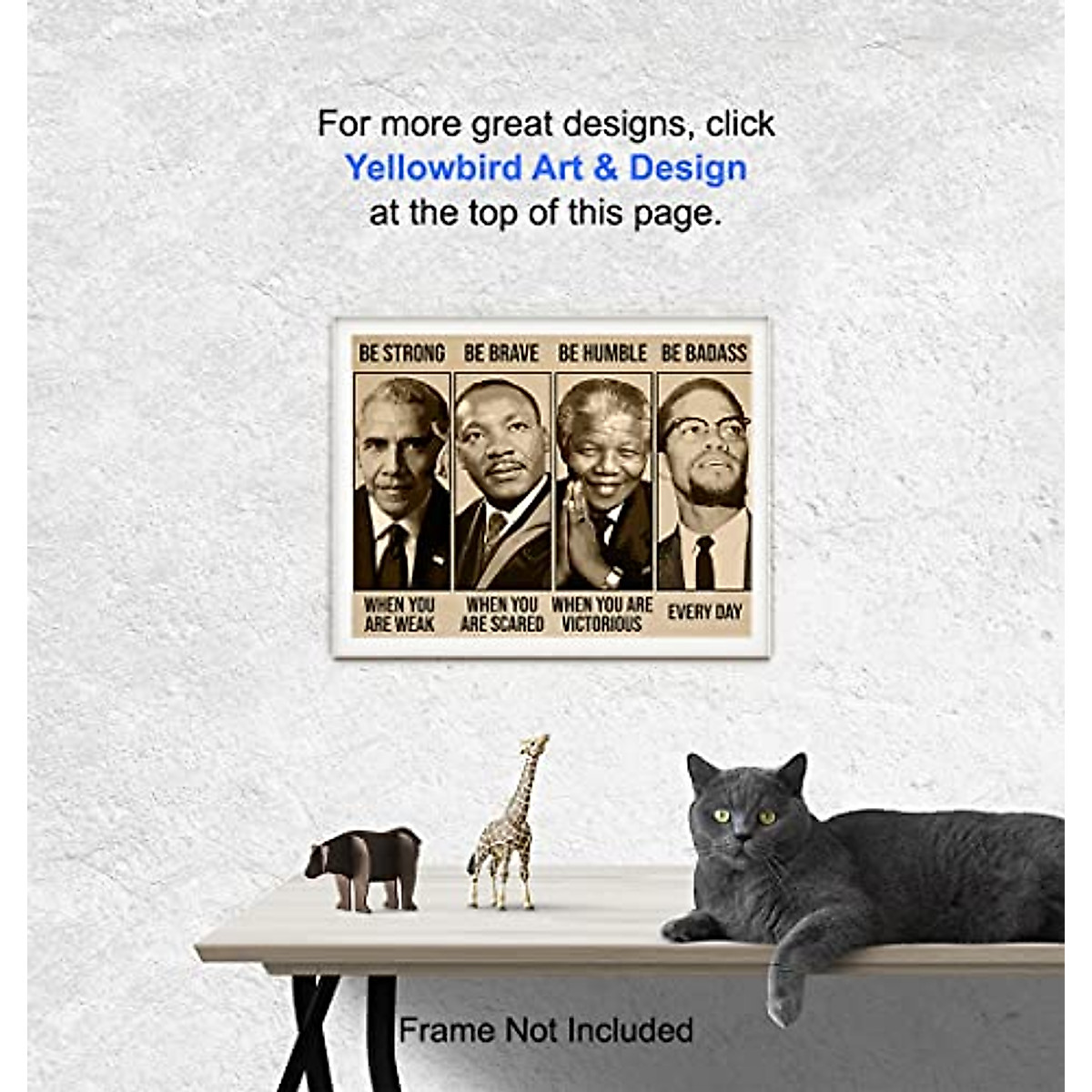 Inspirational African American Wall Art & Decor - Be Strong Be Brave Be Badass - Classroom Decor - Positive Motivational Quotes - Black Culture - Black Pride - Afro American, Black Men, Boys Poster