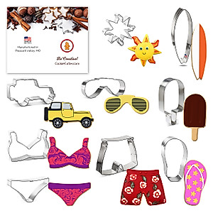 Foose Cookie Cutters Beach 9 Pc Set with Recipe Card, Made in USA