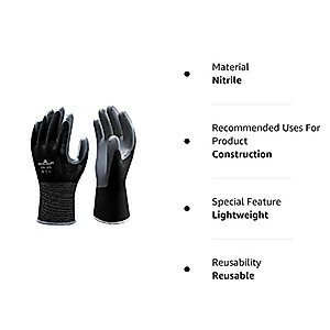 24 Pair - Showa Atlas 370 Black Work Gloves Size Medium 370BM-07 (2 Dozen)