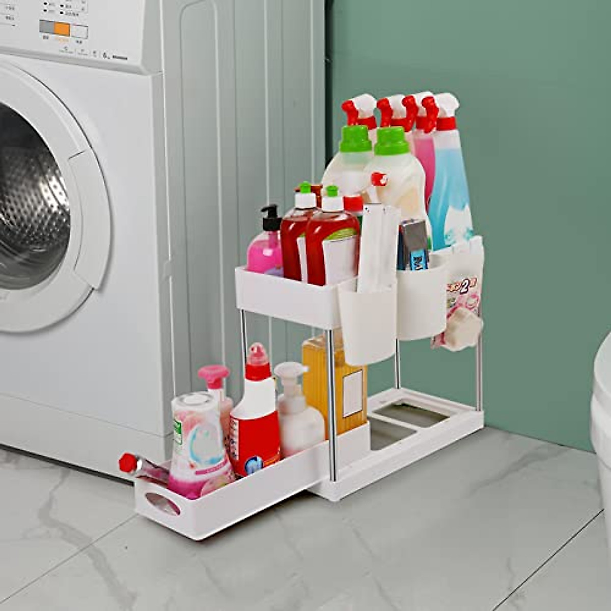 Otufan Under Sink Countertop Organizer, Abs Pull-Out Single-Layer Under Sink Countertop Organizer Storage Organizer for Kitchen Bathroom Cosmetic Storage(#2)